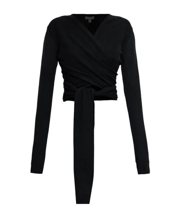 Alaïa V-neck Wrap Top With Waist Tie - Black