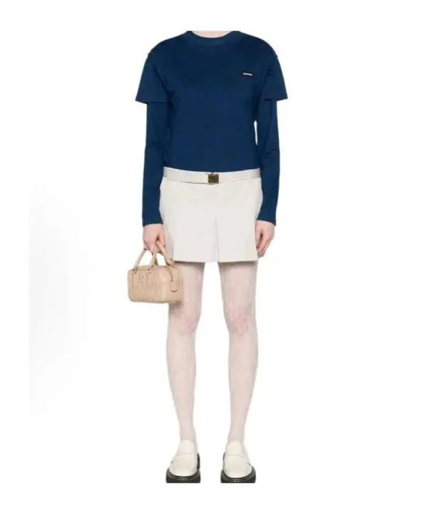 Miu Miu Low-rise Logo-buckle Pleated Mini Skirt