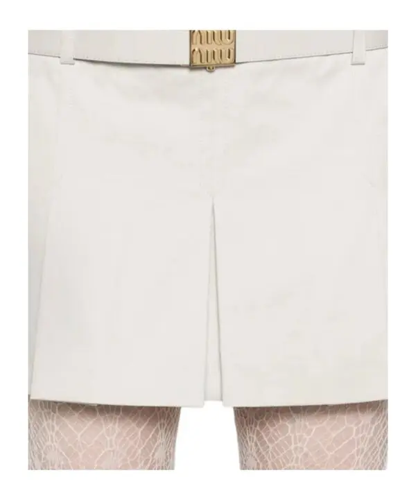 Miu Miu Low-rise Logo-buckle Pleated Mini Skirt