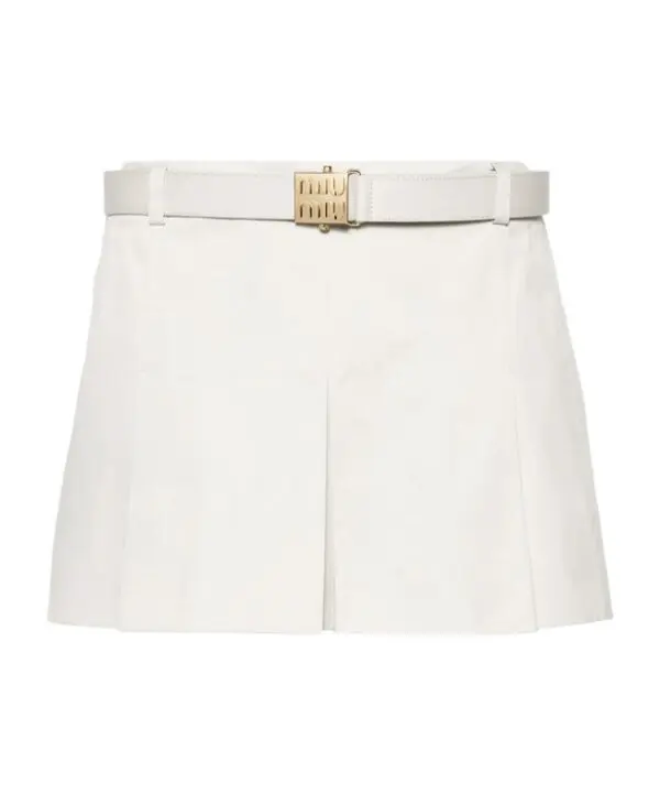 Miu Miu Low-rise Logo-buckle Pleated Mini Skirt - No