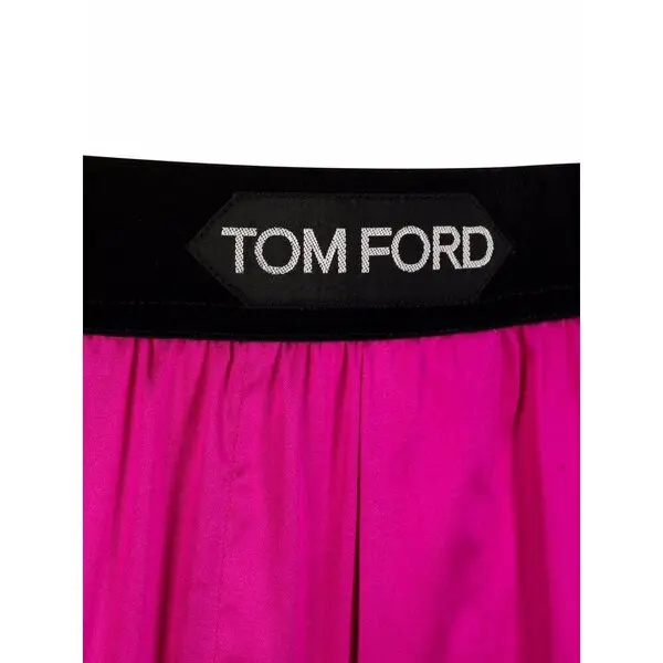 TOM FORD Logo Waistband Satin Pajama Trousers - Pink