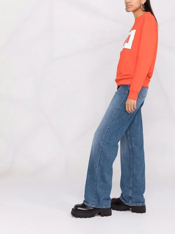 MSGM Logo Print Crewneck Sweatshirt - Orange
