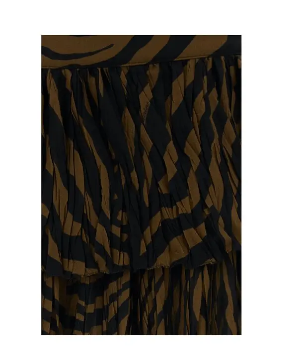 Blumarine Asymmetrical Printed Ruffled Chiffon Skirt