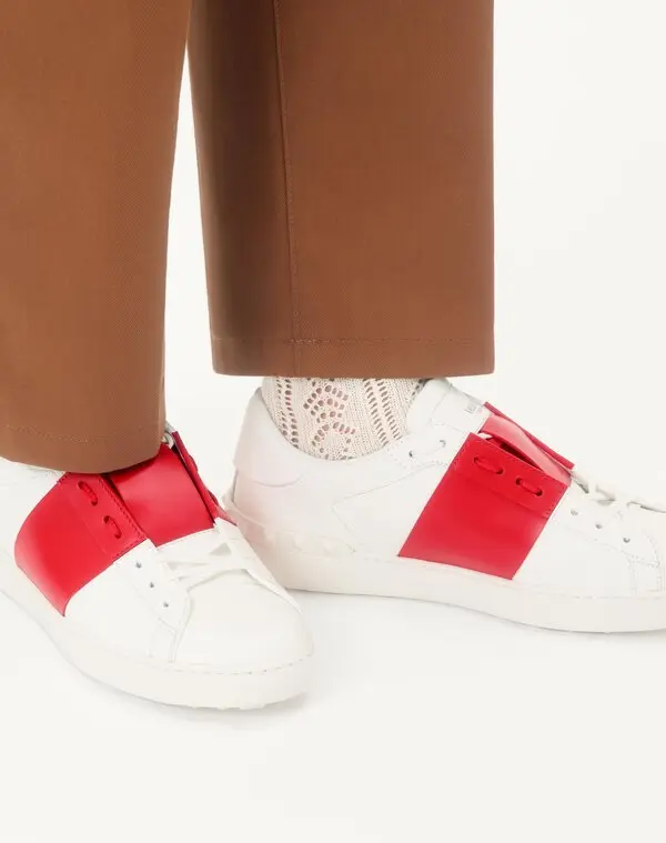 Valentino Garavani Open Sneakers With Perforated Details - White/red