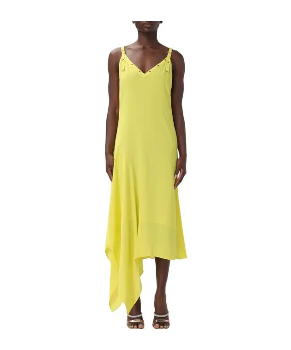 Pinko Spaghetti Strap V-neck Dress - Yellow