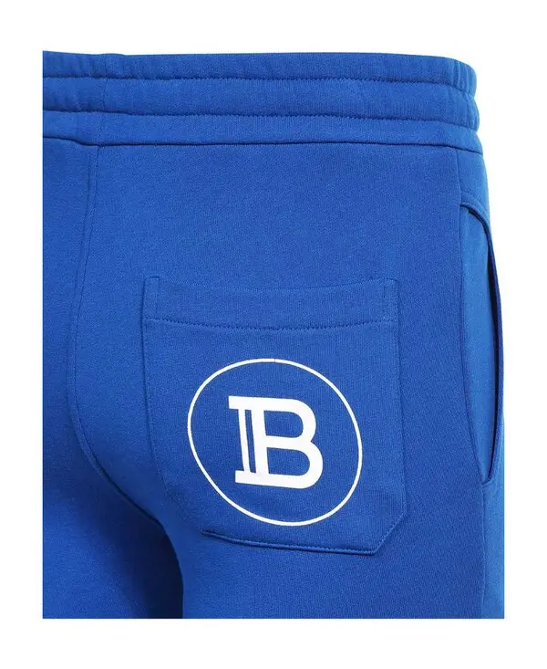Balmain Logo Printed Cotton Jogging Bottoms - Blue