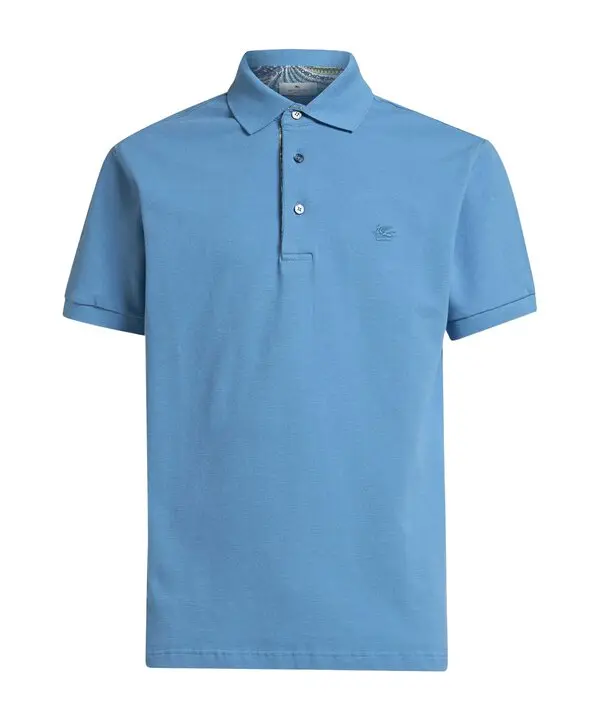 Etro Pegaso Embroidered Polo Shirt - Blue