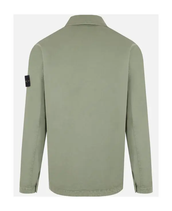 Stone Island Zip-up Stretch-cotton Shirt Jacket - Sage