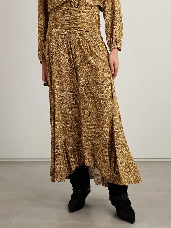 Isabel Marant Étoile Syana Pleated Silk Crepe Skirt