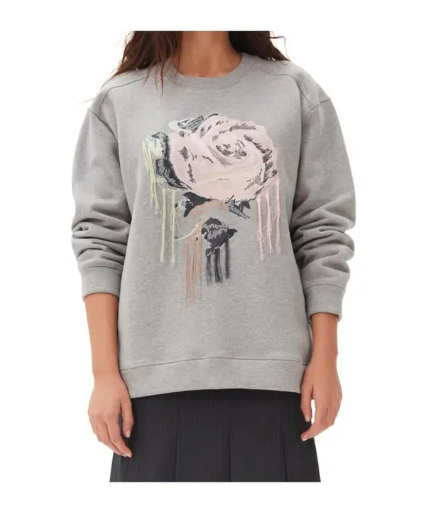 GANNI Embroidered Rose Sweatshirt