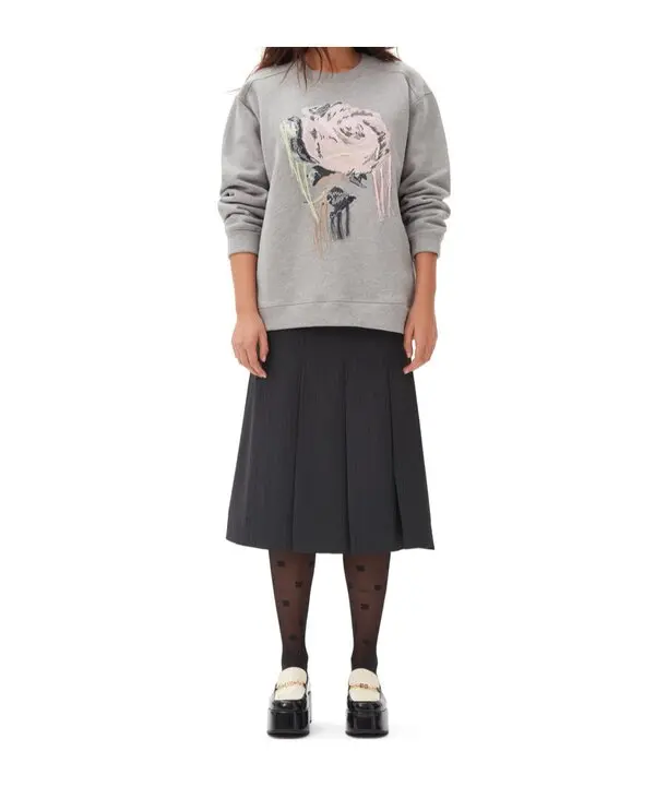 GANNI Embroidered Rose Sweatshirt