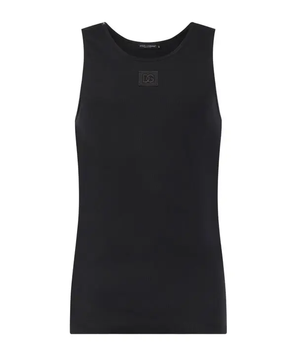 Dolce & Gabbana Dolce Gabbana Logo Patch Ribbed Tank Top