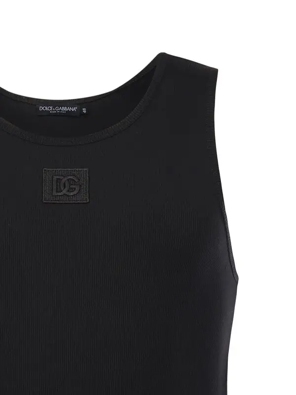 Dolce & Gabbana Dolce Gabbana Logo Patch Ribbed Tank Top