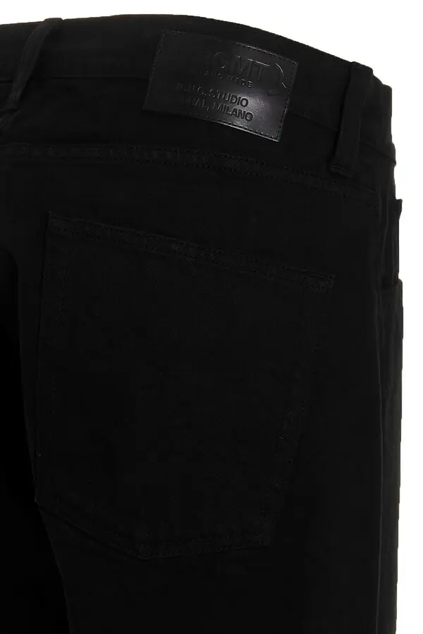 Moncler Denim Casual Pants With Logo Embroidery