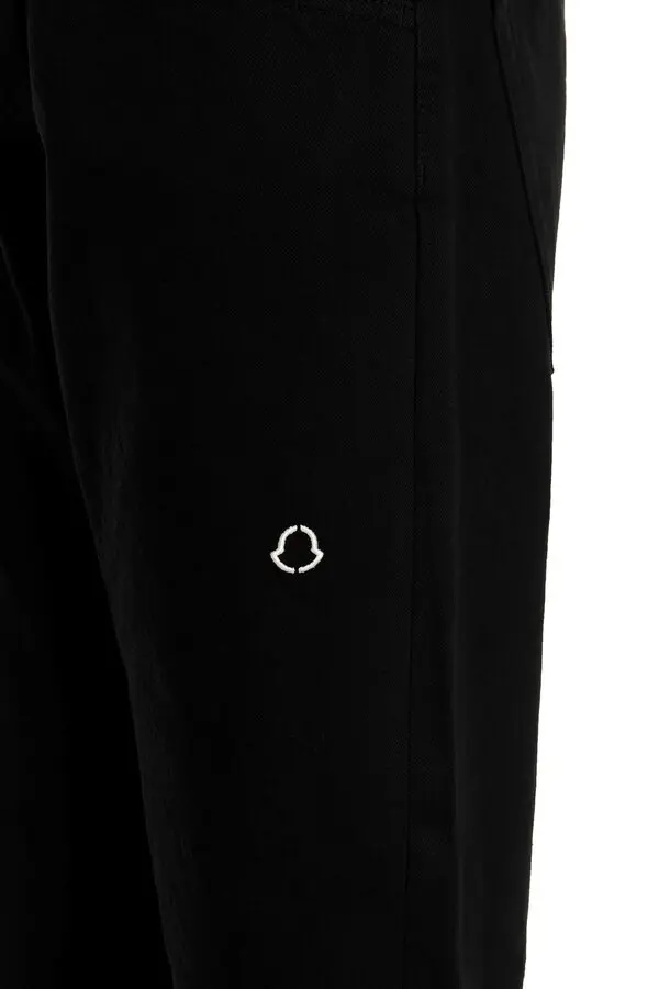 Moncler Denim Casual Pants With Logo Embroidery