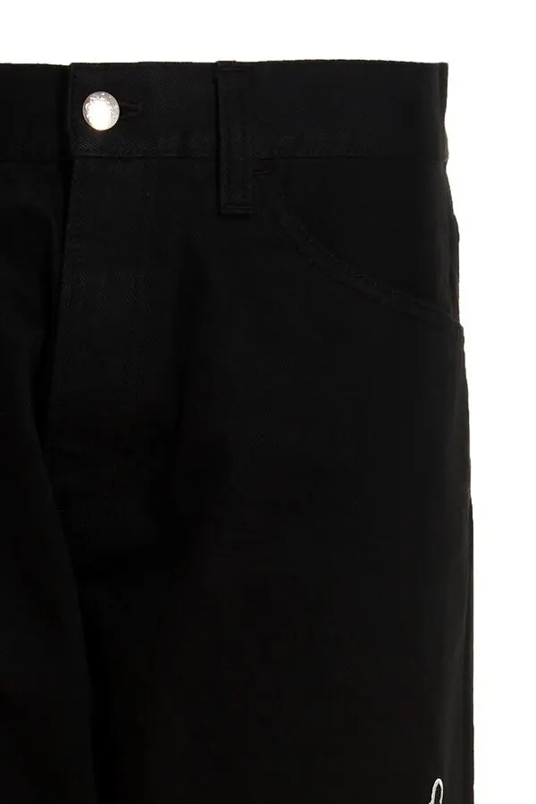 Moncler Denim Casual Pants With Logo Embroidery