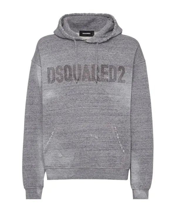 Dsquared2 Distressed Drawstring Hoodie - Gray