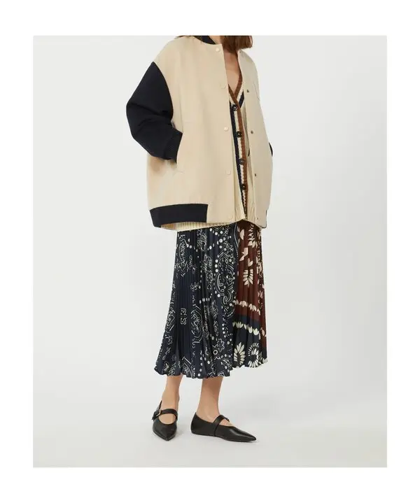 Max Mara Oversized Varsity Bomber Jacket - Sand