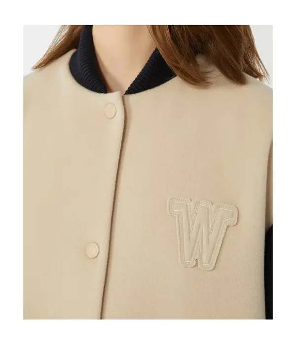 Max Mara Oversized Varsity Bomber Jacket - Sand