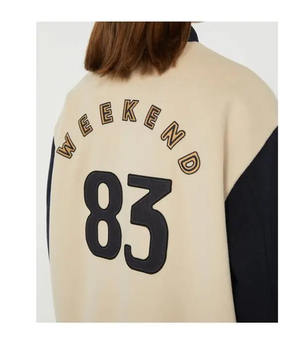 Max Mara Oversized Varsity Bomber Jacket - Sand