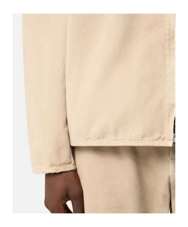 Stone Island Zip-up Overshirt With Logo Patch - Desert