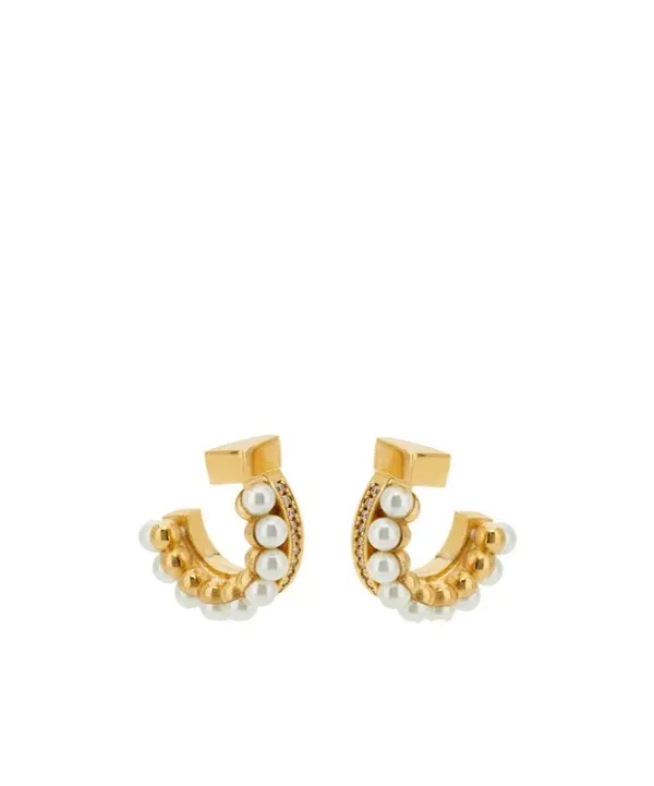 FERRAGAMO Gancini Pearl Hoop Earrings - Gold