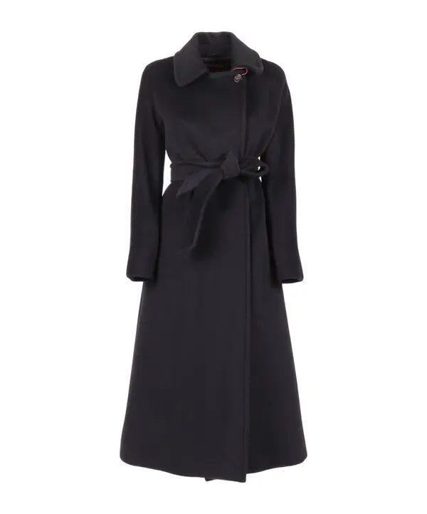 Max Mara Tenzone Tied-waist Long-sleeved Coat - Black