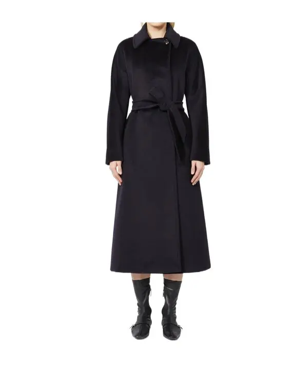 Max Mara Tenzone Tied-waist Long-sleeved Coat - Black