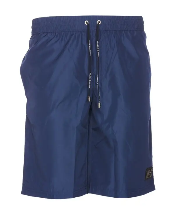 Dolce & Gabbana Logo Plaque Elasticated Waist Shorts - Blue