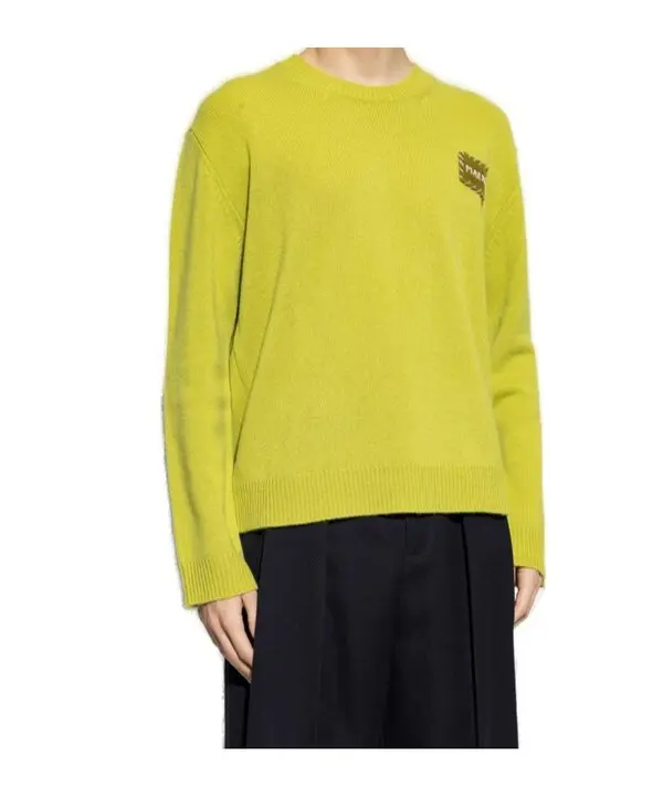 Marni Logo Patch Crewneck Jumper - Yellow