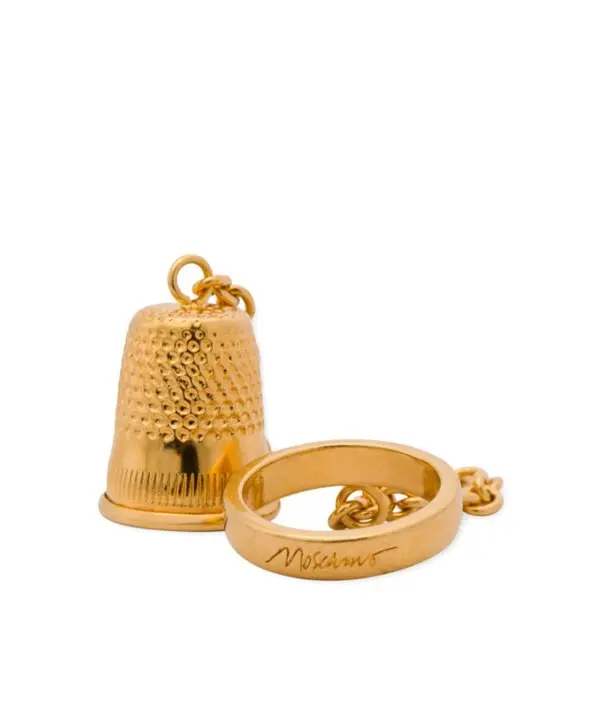 Moschino Engraved Logo Ring With Chainmail Detail
