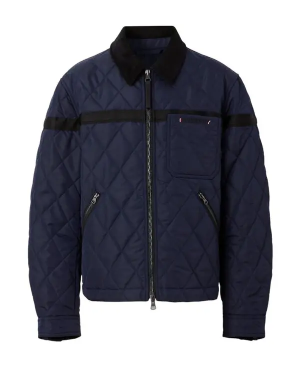 Burberry Diamond Quilted Jacket With Corduroy Collar
