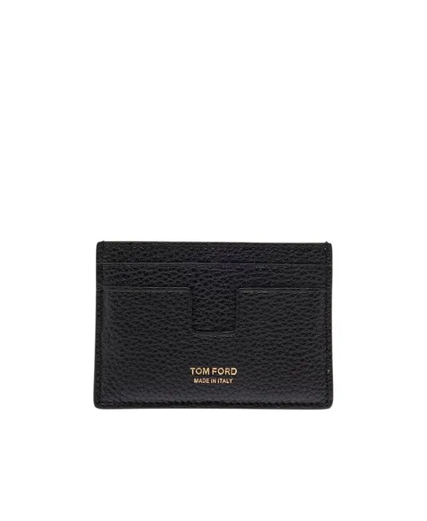 TOM FORD T Line Grain Card Holder - Black