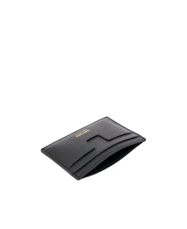 TOM FORD T Line Grain Card Holder - Black
