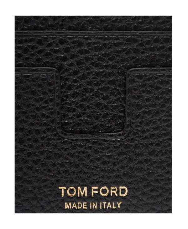 TOM FORD T Line Grain Card Holder - Black