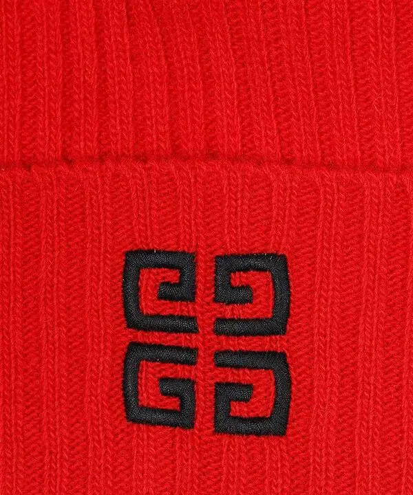 Givenchy Knitted Beanie With Logo Embroidery - Red