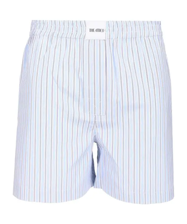 Attico Striped Shorts With Logo Patch