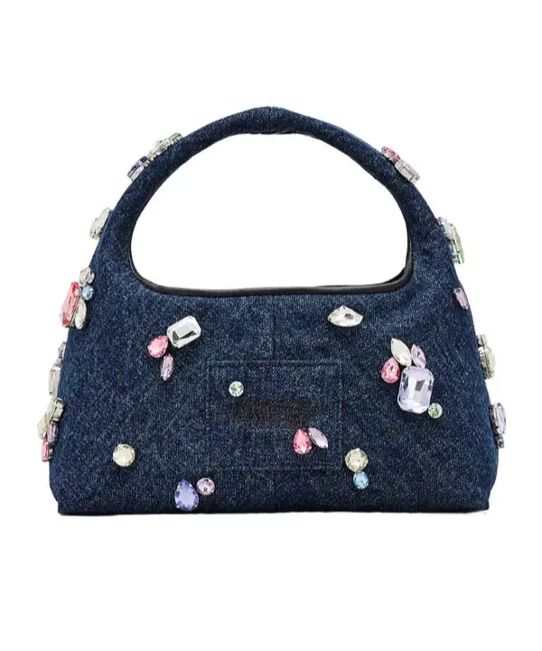 Marc Jacobs The Gem Embellished Denim Mini Sack Handbag