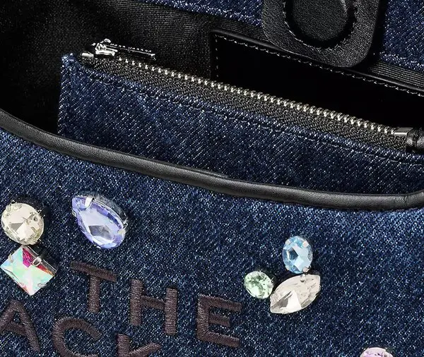 Marc Jacobs The Gem Embellished Denim Mini Sack Handbag