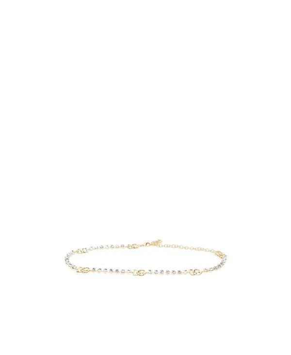 Dolce & Gabbana Logo Plaque Crystal Embellished Belt - Nude