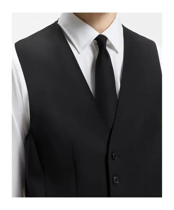 Hugo Boss V-neck Sleeveless Vest With Patch Pockets - Black