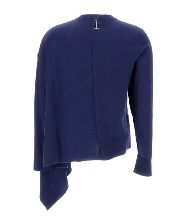 Alexander McQueen Asymmetric Hem Crewneck Jumper - Blue