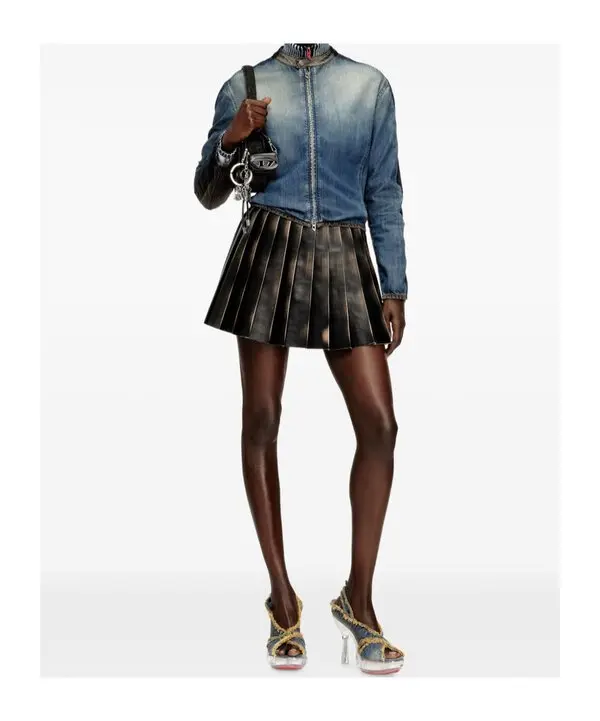DIESEL® Pleated Mini Skirt With Distressed Effect