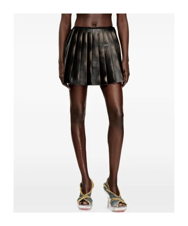 DIESEL® Pleated Mini Skirt With Distressed Effect