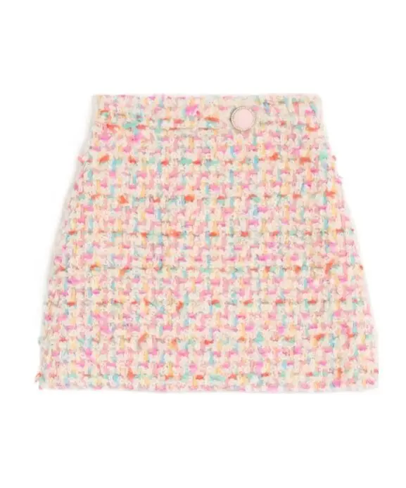 Valentino Garavani Candy Tweed Short Skirt With Jeweled Buttons - Multicolor