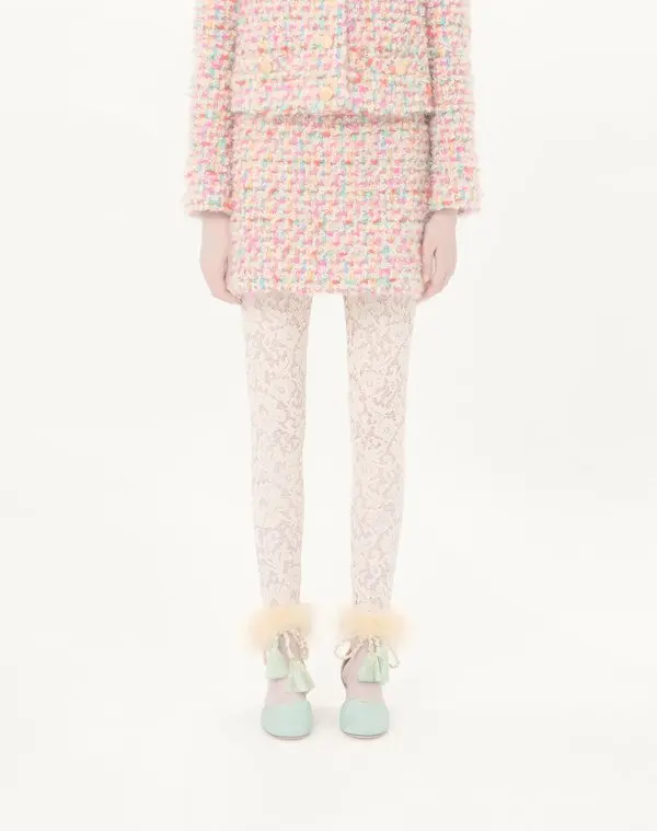 Valentino Garavani Candy Tweed Short Skirt With Jeweled Buttons
