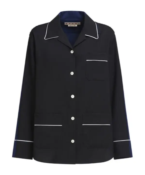 Marni Contrasted Trim Pyjama Shirt - Black
