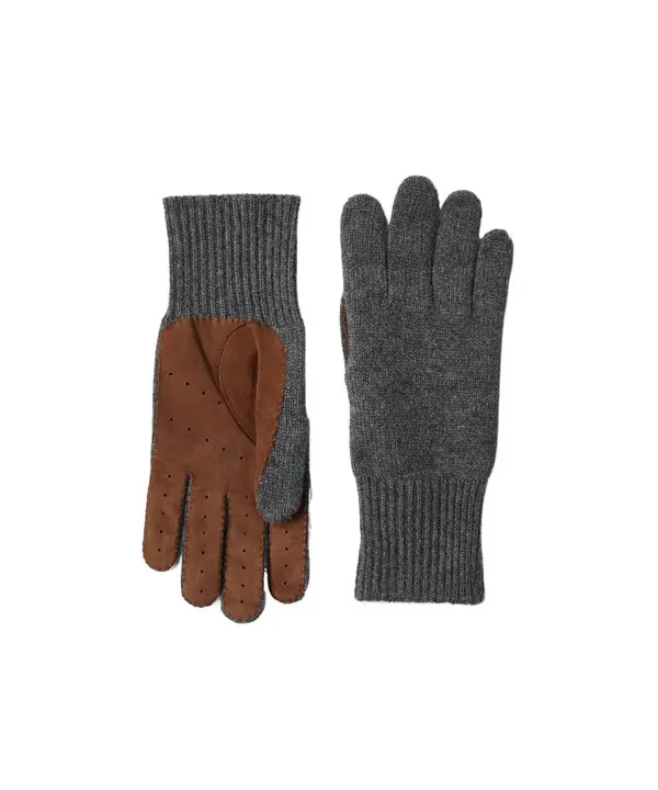 Brunello Cucinelli Ribbed Hem Gloves - Gunbronze Gray