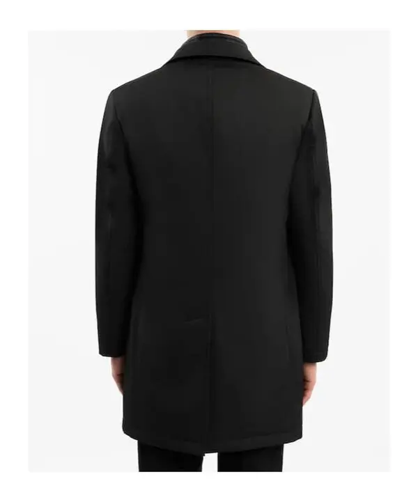 FAY Padded Peak Lapel Coat - Black
