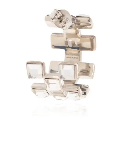 Dolce & Gabbana Embellished Hoop Earrings With Logo Detail